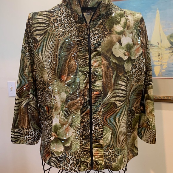 Toni Morgan | Jackets & Coats | Toni Morgan Size L Zip Front Ruched ...